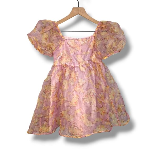 Pokemon | Dresses | Pokmon Pikachu Girls Pink Puff Sleeves Tutu ...